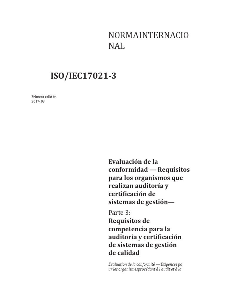 Iso 17021-3 | PDF | Organización internacional para la estandarización ...
