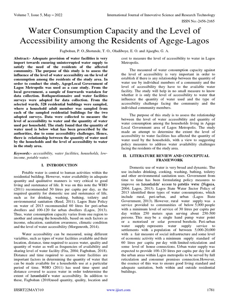Water Accessibility and Consumption in Agege | PDF | Drinking Water | Water