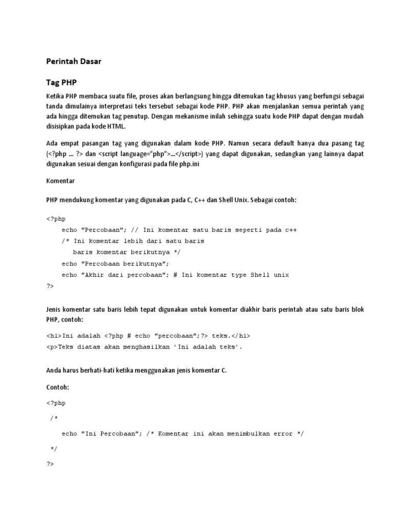 Dasar-Dasar Pemrograman PHP | PDF