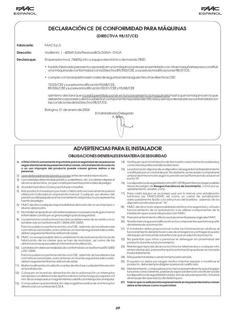 Faac Manual 746 PDF | PDF | Engranaje | Tornillo