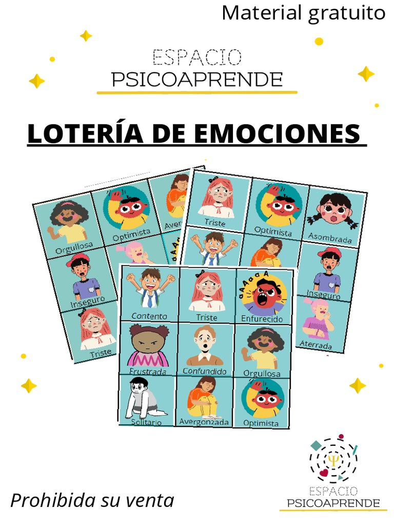 Lotería de Emociones Espaciopsicoaprende | PDF