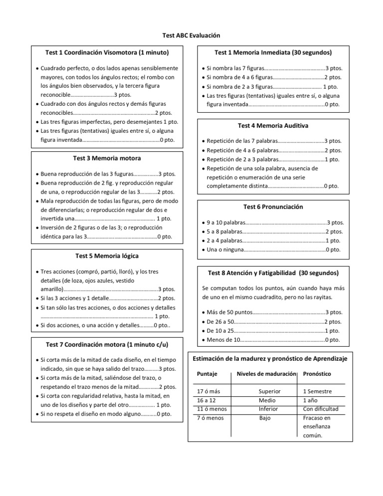 Test ABC Evaluación | PDF