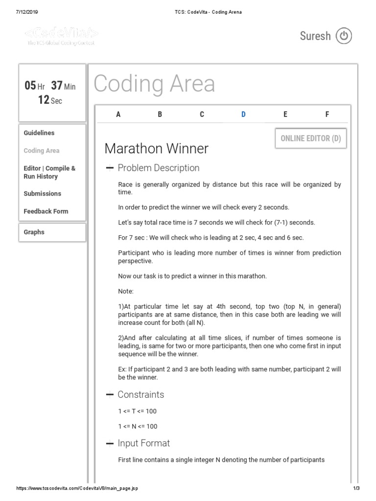 Coding Area: Marathon Winner | PDF | Computer Programming | Applied Mathematics