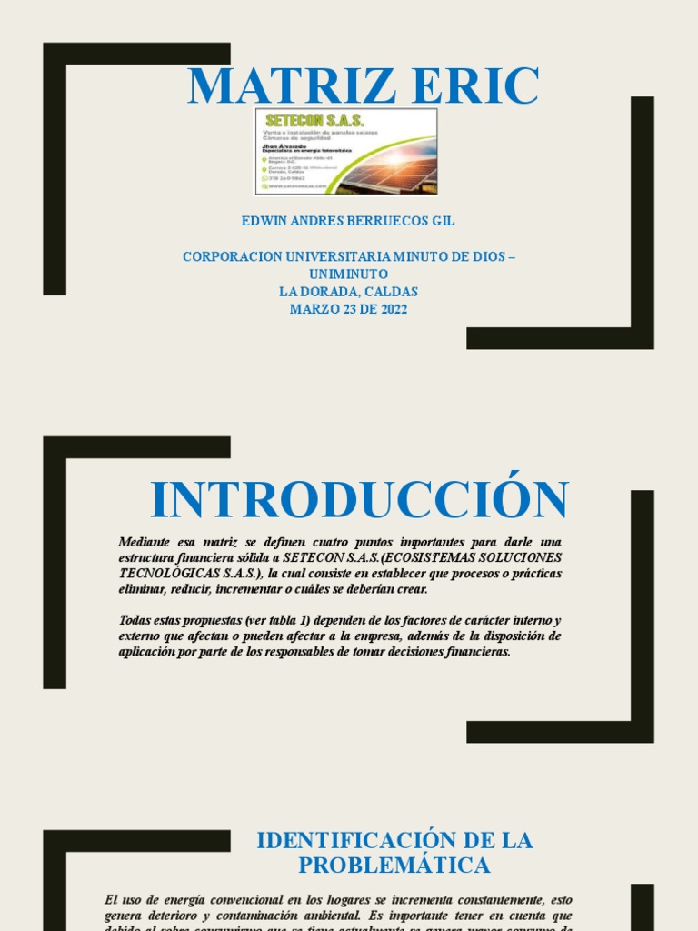 Act. 3 Matriz ERIC Edwin Berruecos | PDF | Energía solar | Energía ...