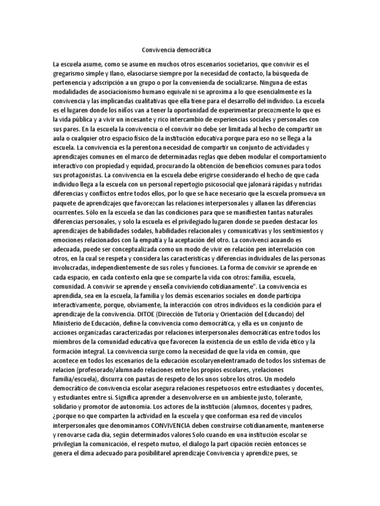 Convivencia Democrática Pdf Método De Enseñanza Aprendizaje