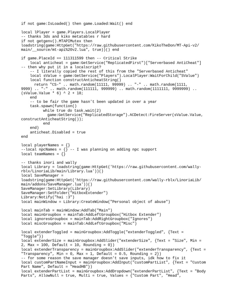 Roblox Universal Hitbox Expander Script | PDF | Computer Architecture ...