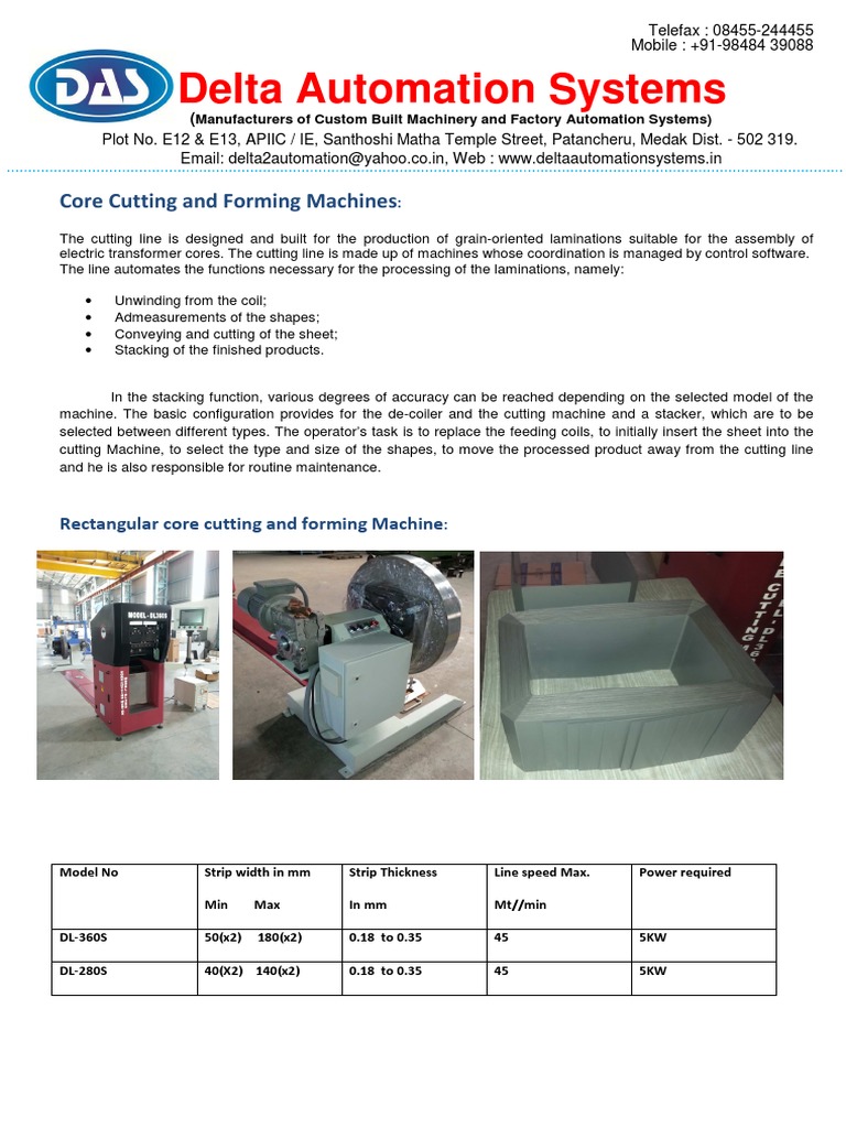 Core Cutting and Forming Machines-1 | PDF | Inductor | Electrical ...