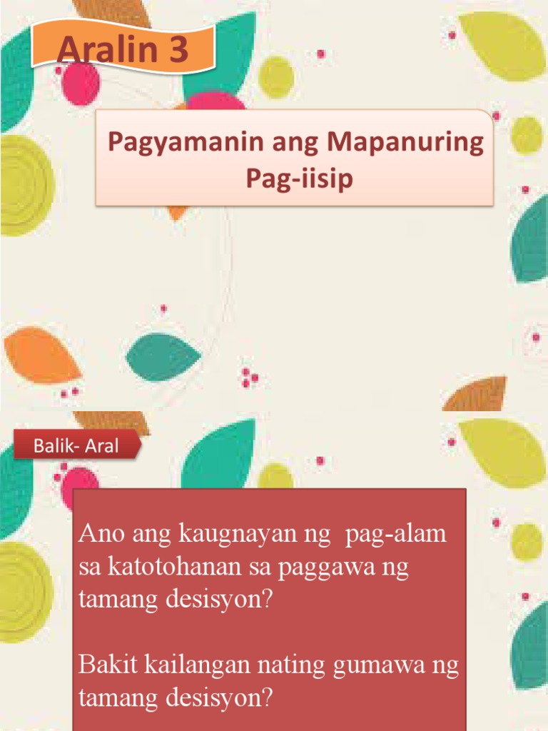 Grade 6 PPT ESP Q1 Aralin 3 | PDF