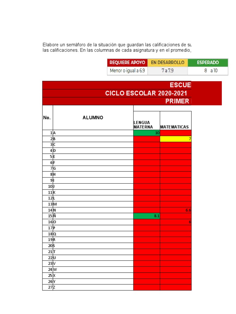 Hoja de Cálculo.calificaciones. - Copia | PDF