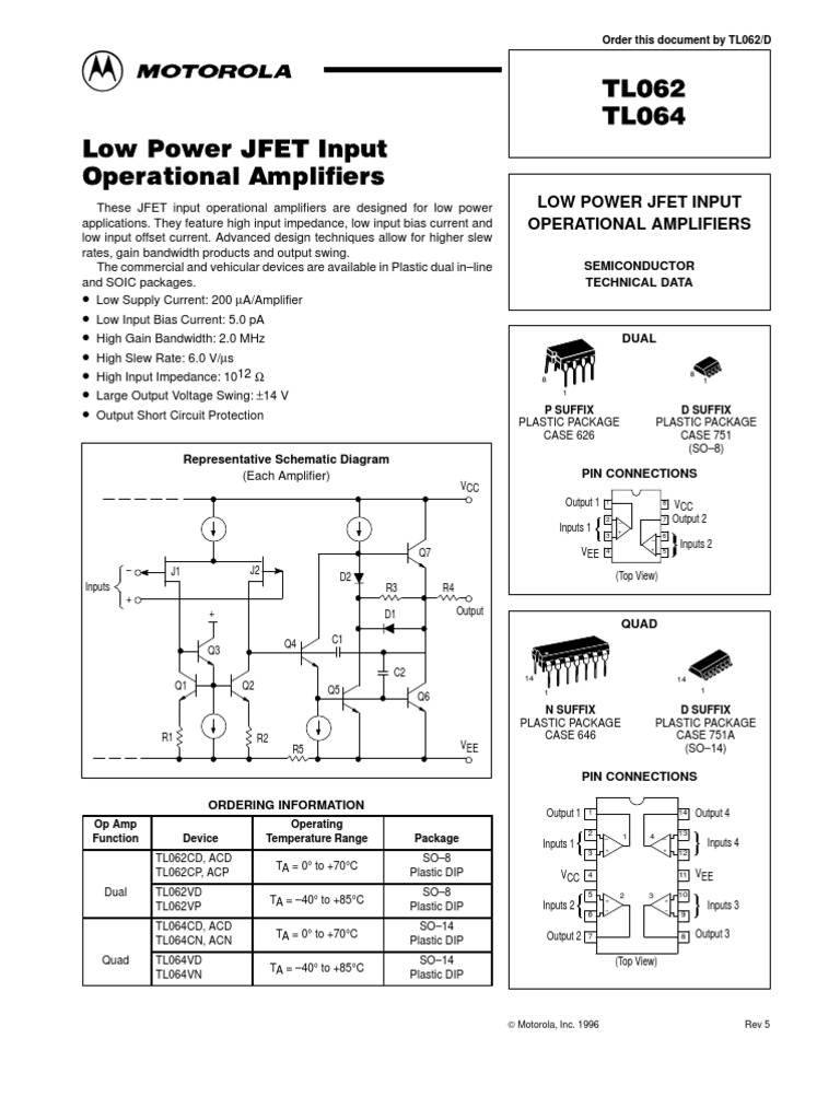 TL062CP | PDF | Operational Amplifier | Amplifier