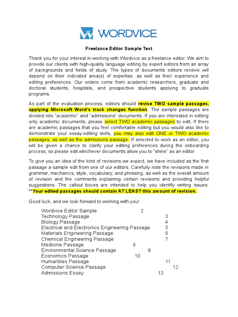 Wordvice Freelance Editor Test Guide | PDF | Computers