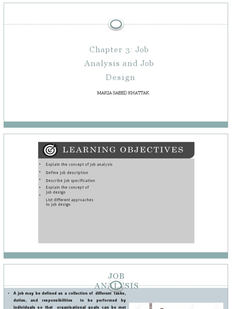Chapter 3: Job Analysis A N D Job Design: Maria Saeed Khattak | PDF ...