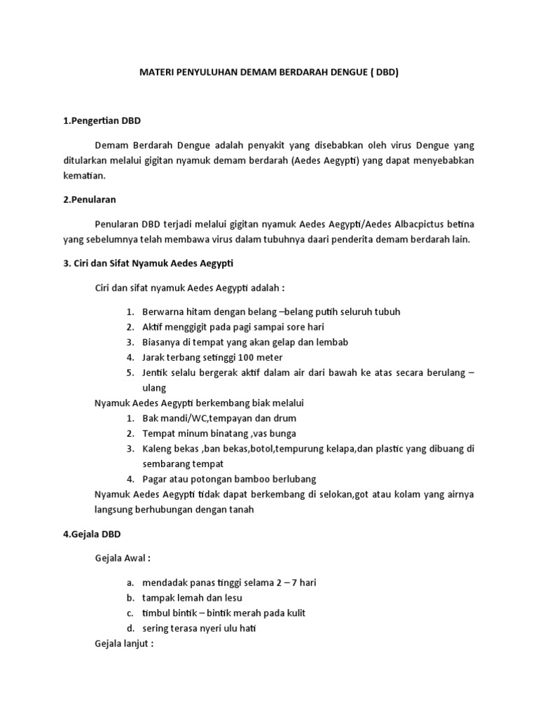Materi Penyuluhan Demam Berdarah Dengue | PDF