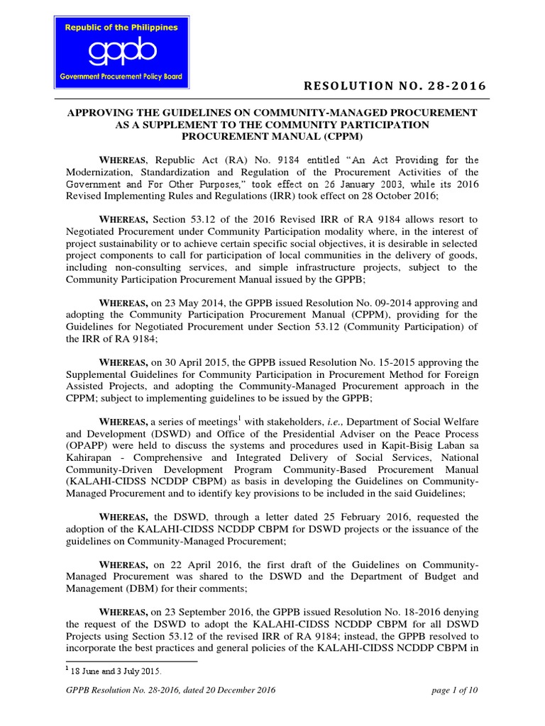 Resolution No. 28-2016 | PDF | Procurement | Audit