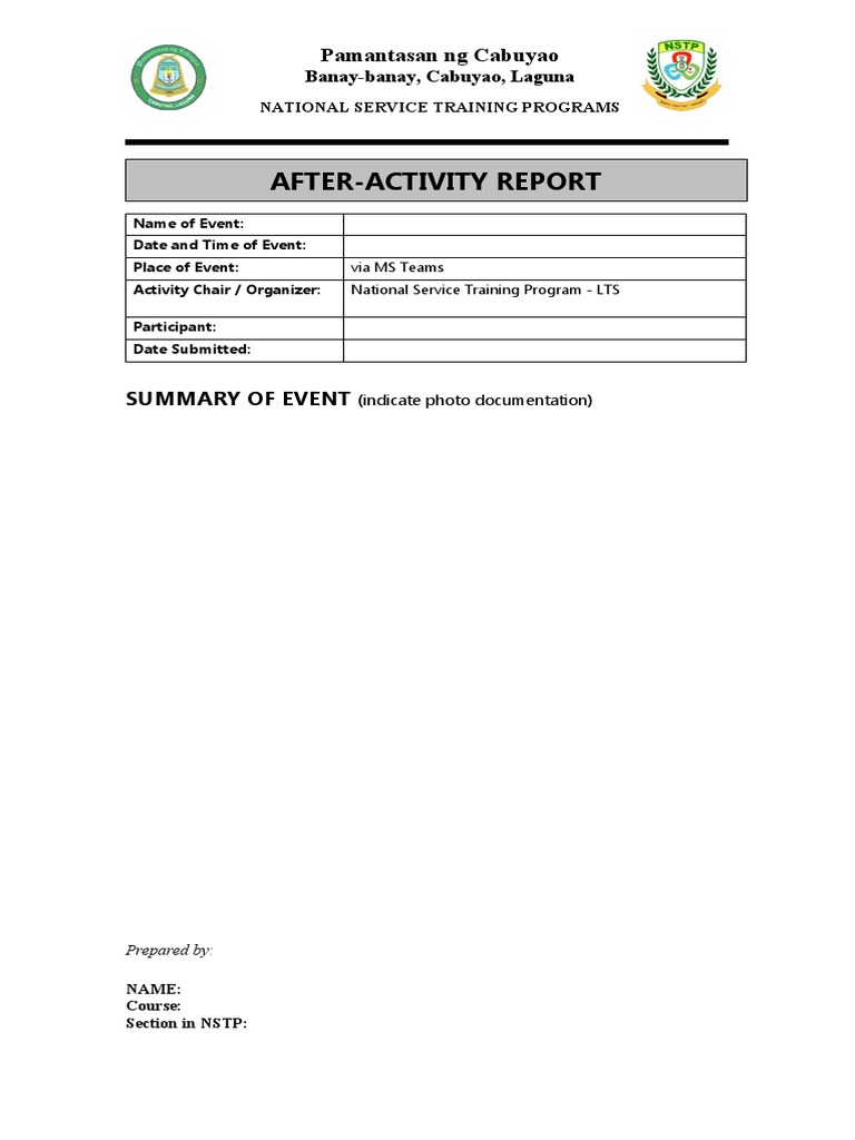 After Activity Report Format | PDF
