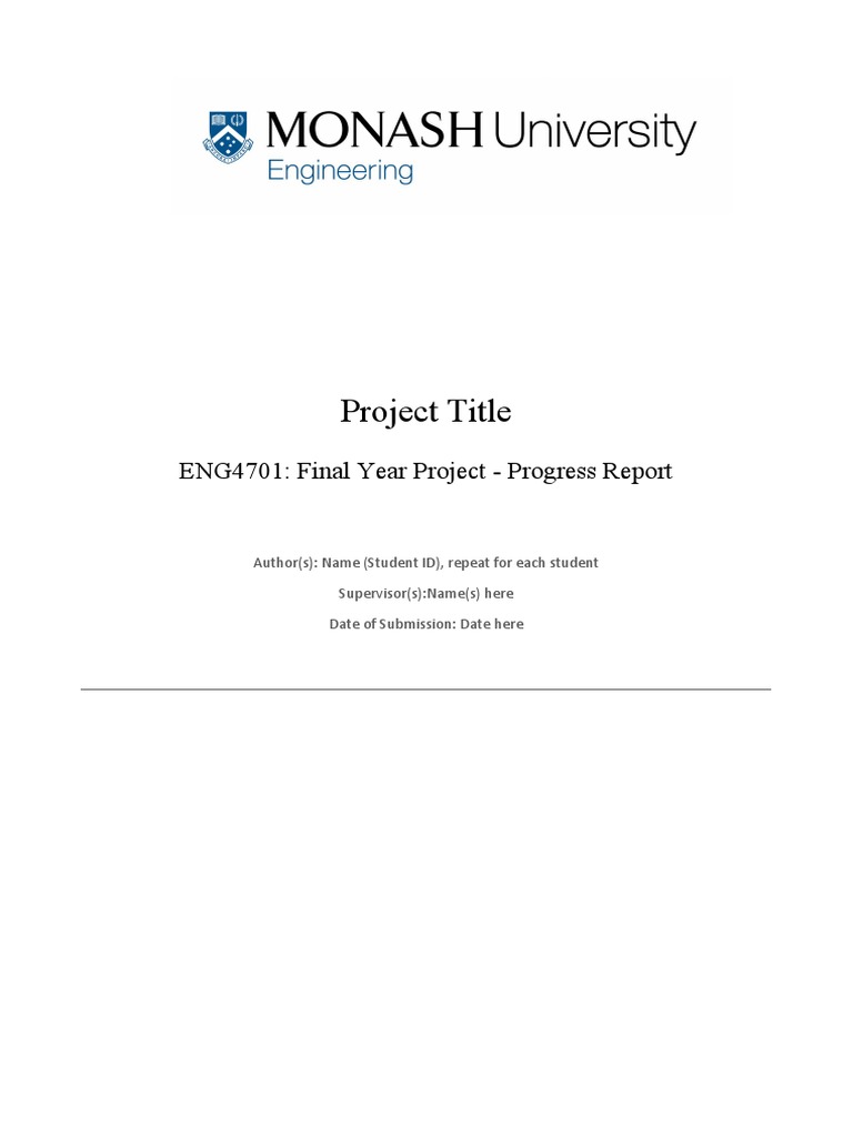 ENG4701 Progress Report Template | PDF | Sustainability | Design