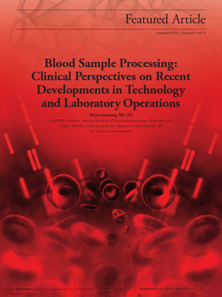 Blood Sample Processing | PDF | Medical Laboratory | Patient Safety