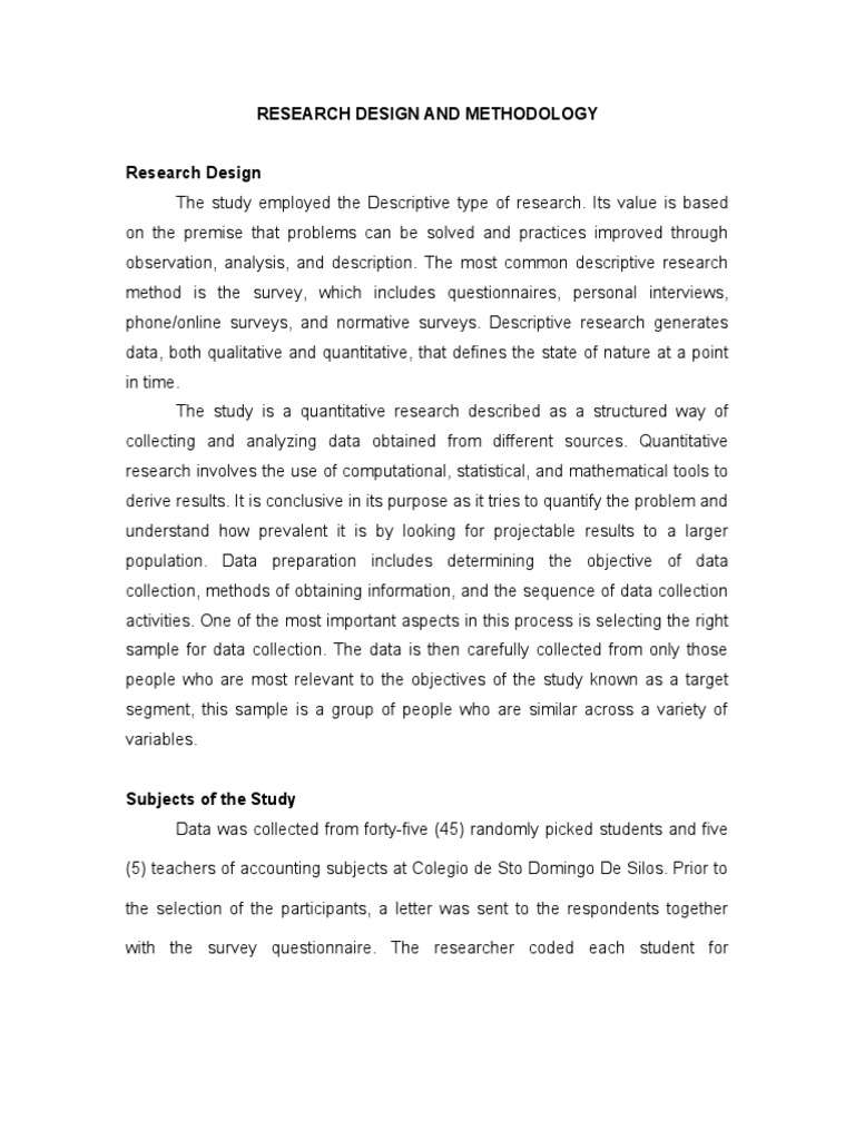 Research Design and Methodology | PDF | Survey Methodology ...
