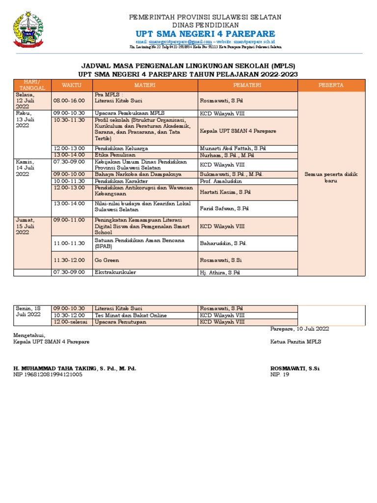 Jadwal MPLS 2022 | PDF