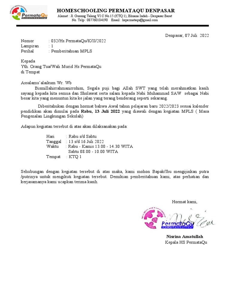 Pemberitahuan MPLS 2022 | PDF