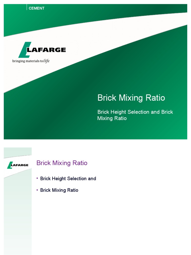 Brick Height Selection and Brick Mixing Ratio | PDF | Brick | Economic ...