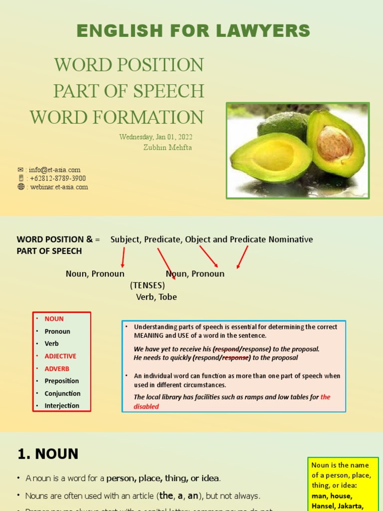 #3 Meeting-WORD POSITION, PART OF SPEECH & WORD FORMATION | PDF ...