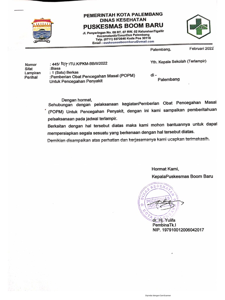 Surat Undangan Pemberian Obat Cacing | PDF