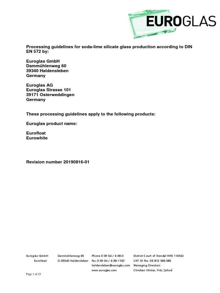EN Float Processing Guidelines | PDF | Glasses | Humidity