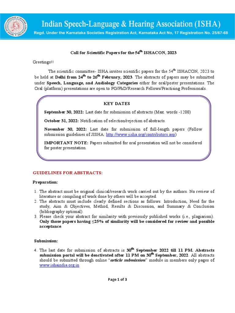 Guidelines For Abstracts:: Page 1 of 3 | PDF | Abstract (Summary ...