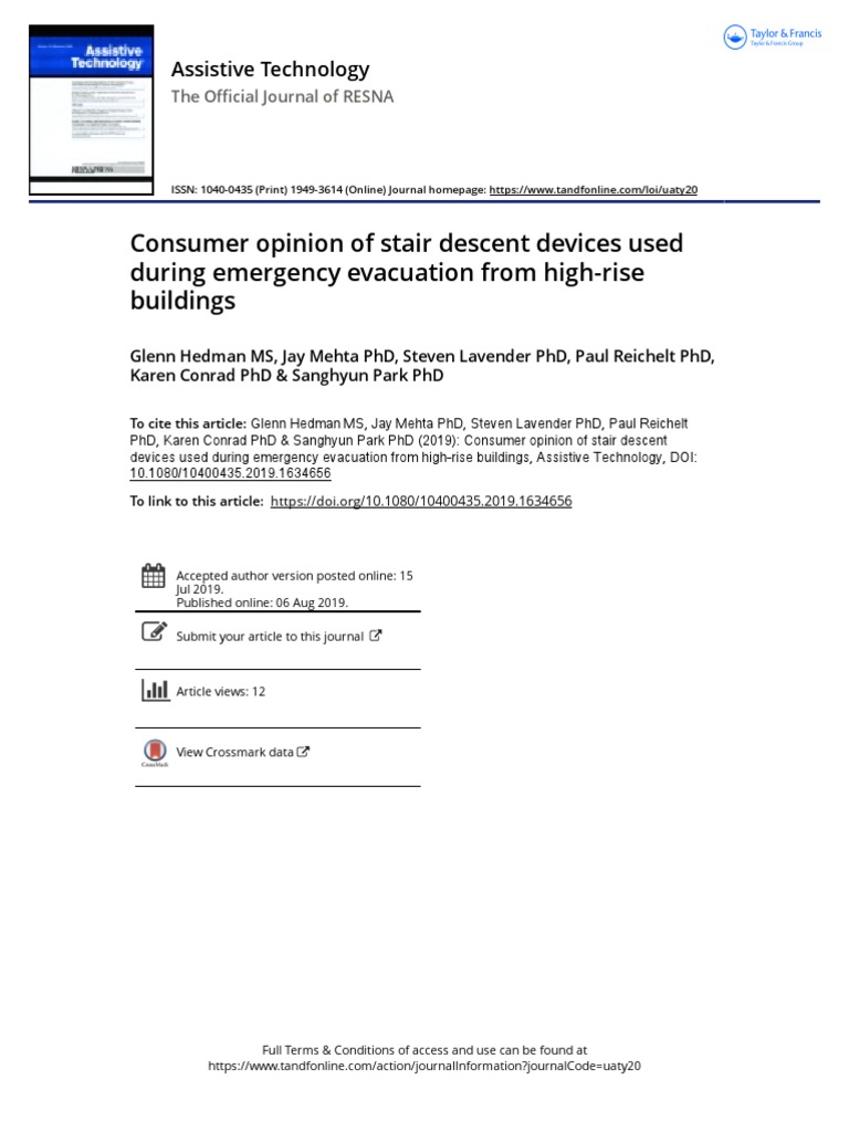 Consumer Opinion of Stair Descent Devices Used During Emergency ...