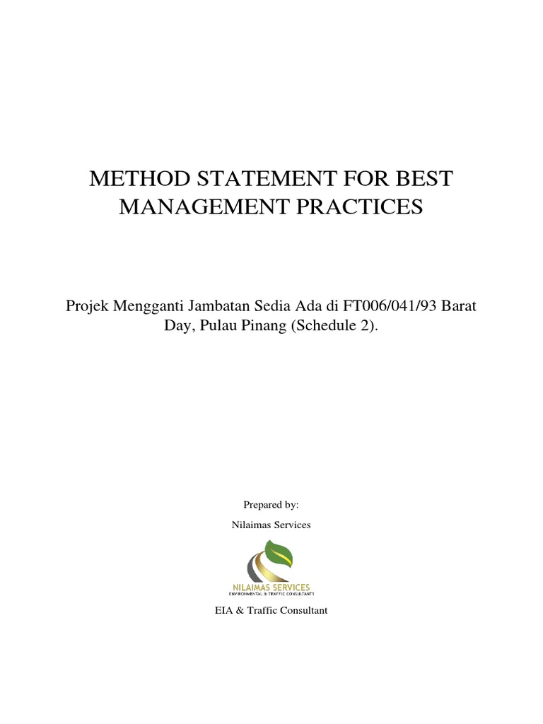 APPENDIX-9-B-METHOD-STATEMENT-FOR-BEST-MANAGEMENT-PRACTICES | PDF | Dam ...