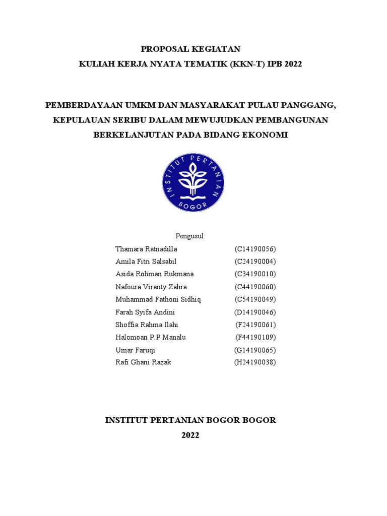 Format Proposal KKNT Ipb 2022 (Final) | PDF