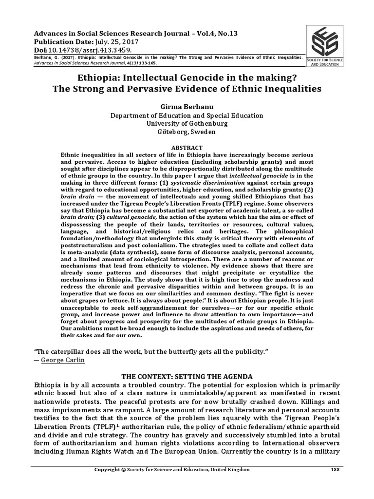 Ethiopia Intellectual Genocide in The Making | PDF | Ethiopia | Genocides