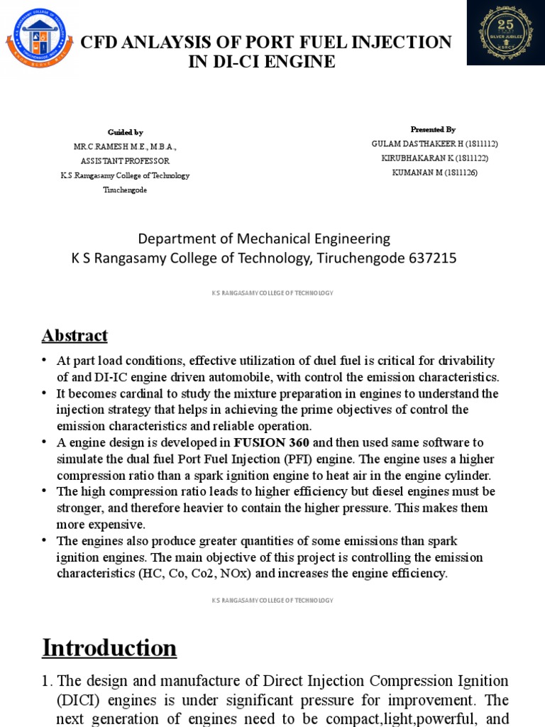 CFD Anlaysis of Port Fuel Injection in Di-Ci Engine | PDF | Internal ...