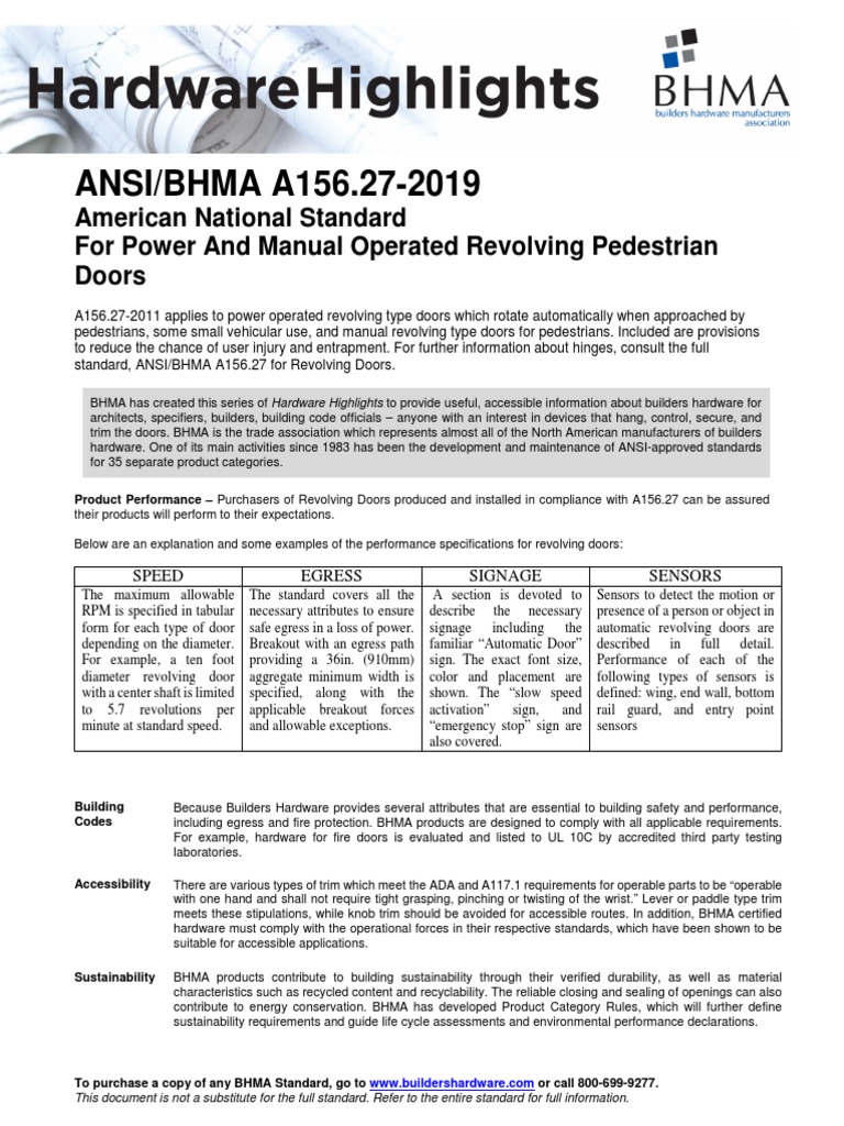 ANSI/BHMA A156.27-2019: American National Standard For Power and Manual ...