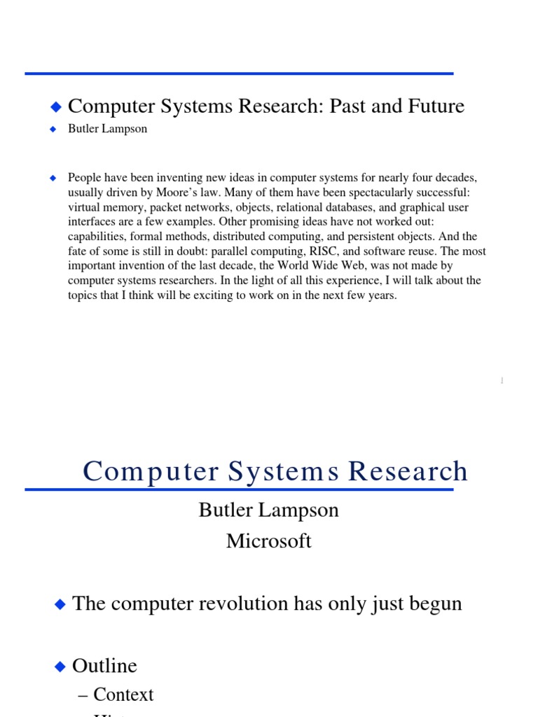 Computer Systems Research | PDF | Computers