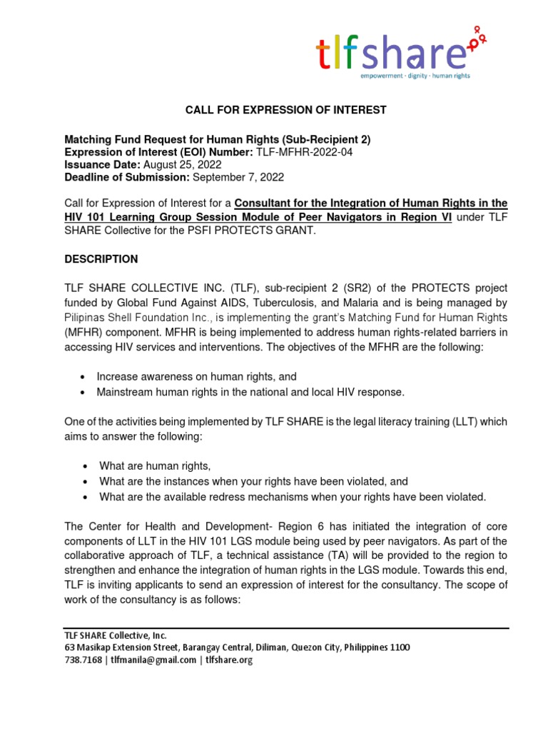 EOI for Human Rights Consultant | PDF