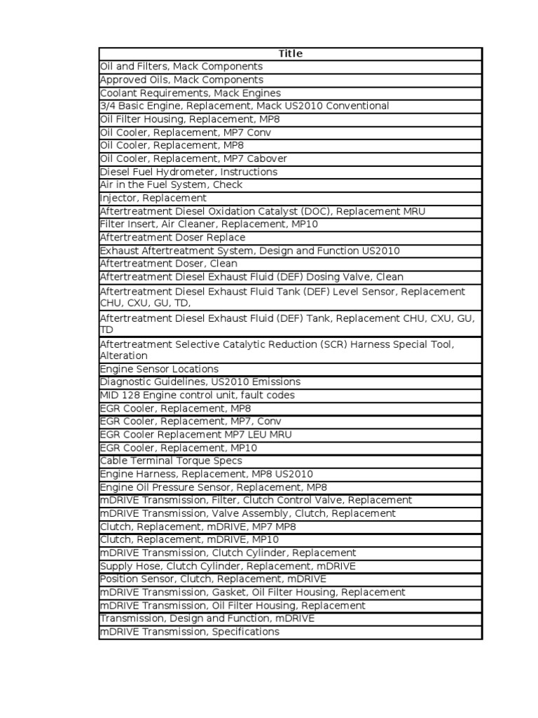 Mack Service Bulletins | PDF | Transmission (Mechanics) | Diesel Engine