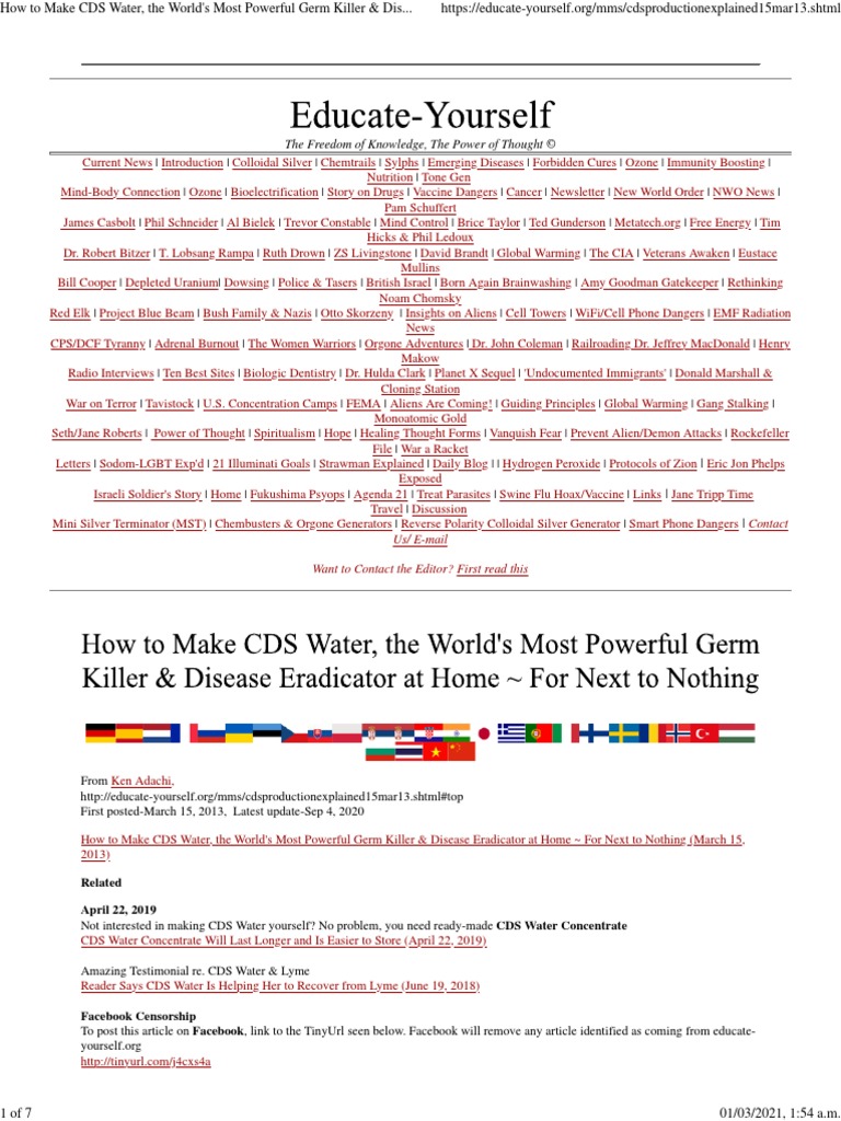 How To Make Chlorine Dioxide Solution Water | PDF | Water | Sodium Chloride