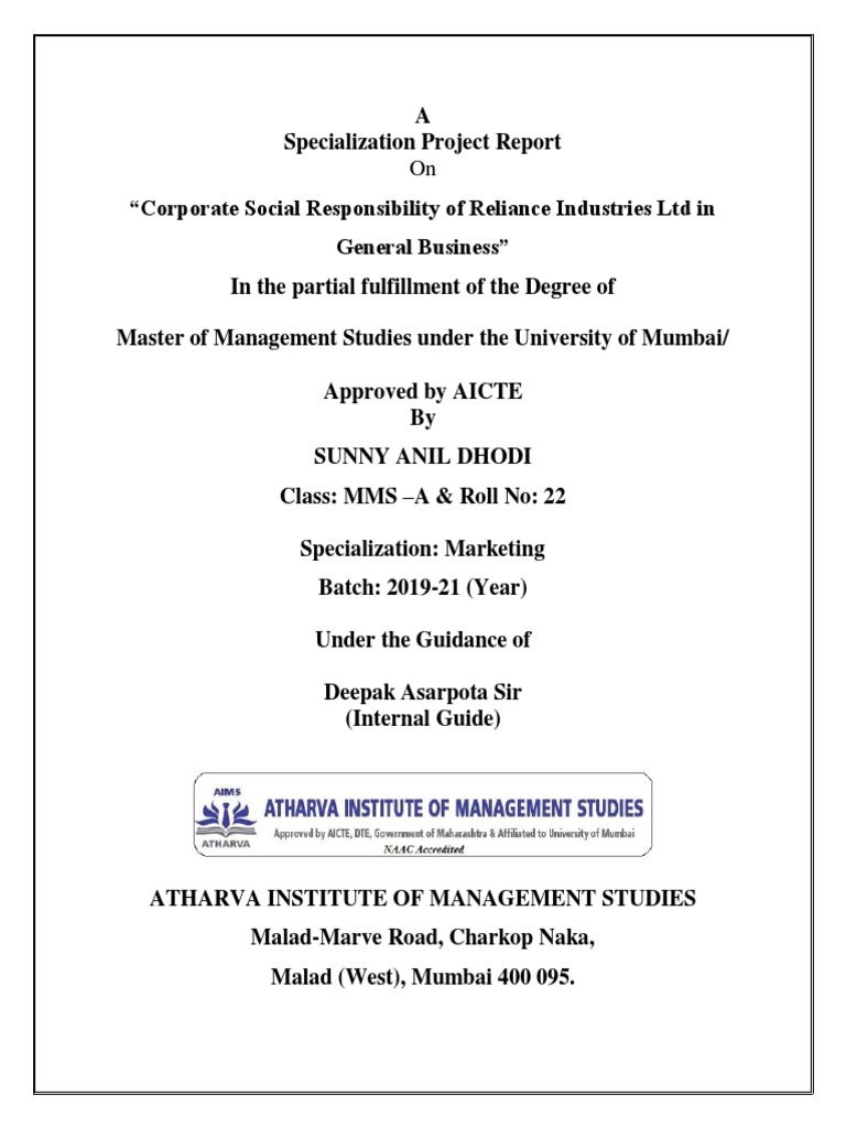 CSR Activities of Reliance Industries Ltd | PDF | Corporate Social ...