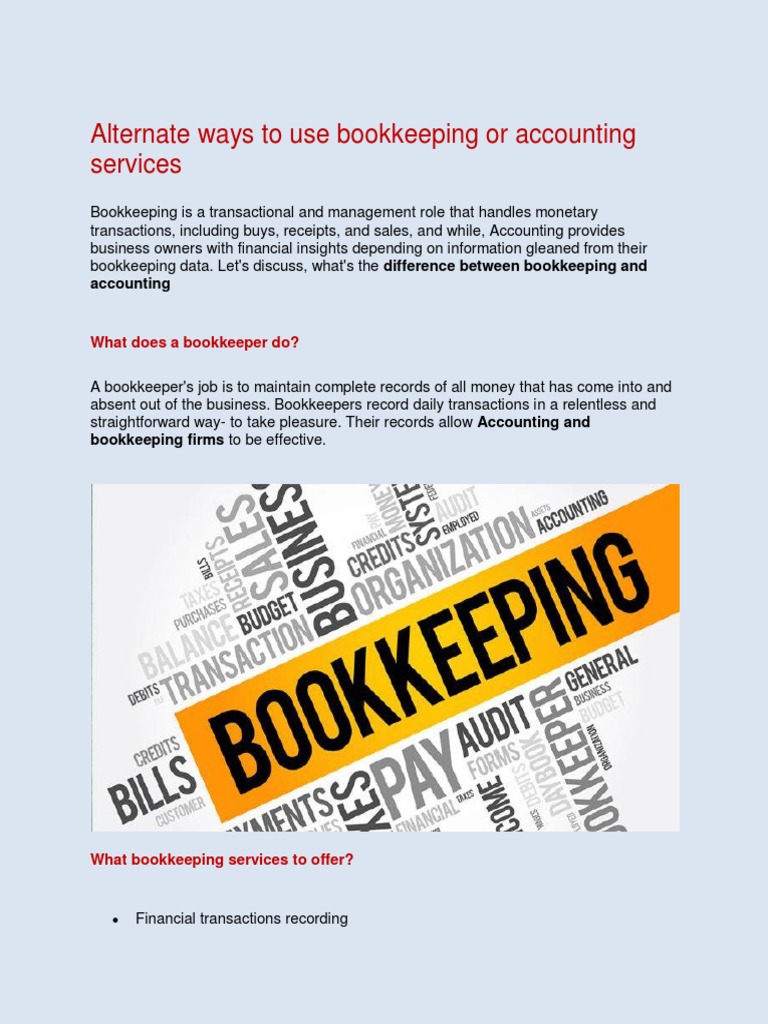 Alternate Ways To Use Bookkeeping or Accounting Services | PDF ...