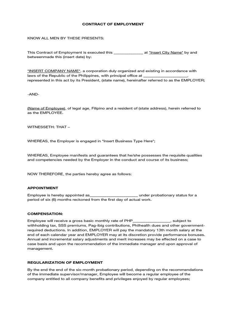 Employment Contract | PDF | Employment | Overtime