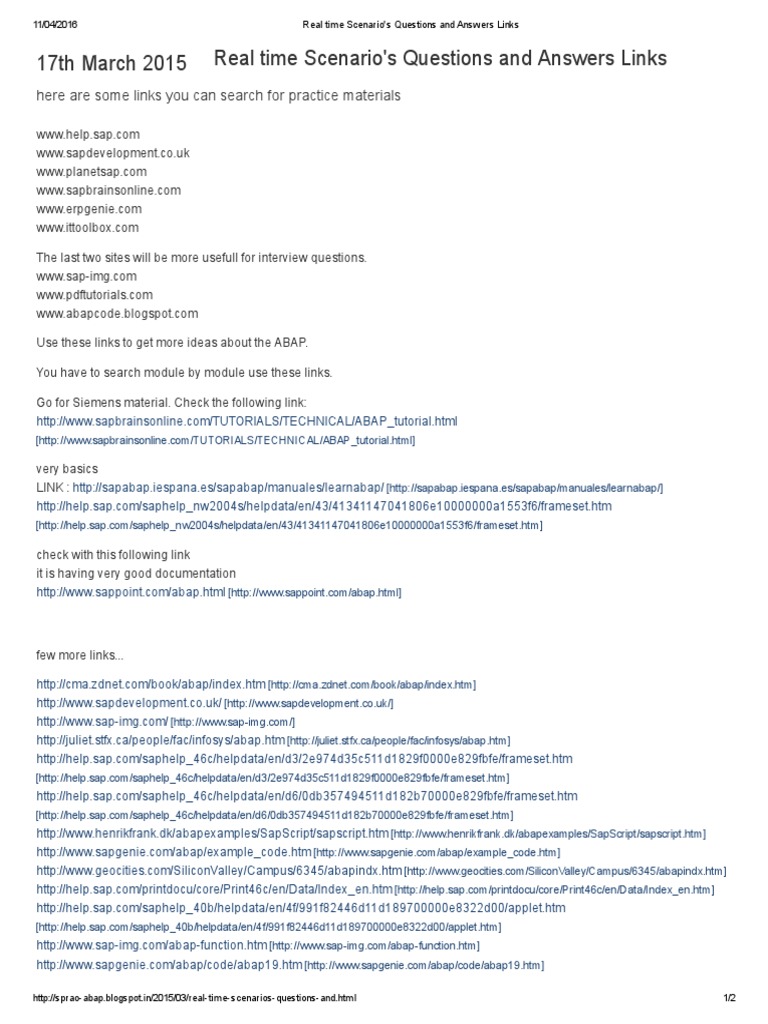 Real Time Scenario's Questions and Answers Links | PDF | Computing ...