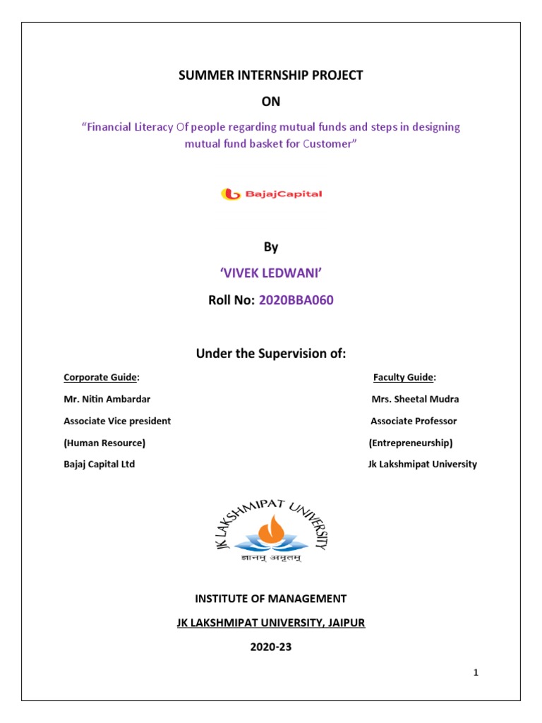 Summer Internship Report, Vivek Ledwani | PDF | Survey Methodology | Pension