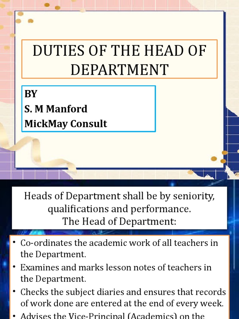 Duties of The Head of Department | PDF | Career & Growth