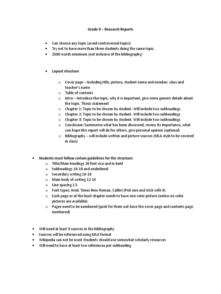 Grade 9 Research Reports With Template (10618) | PDF | Paragraph | Thesis