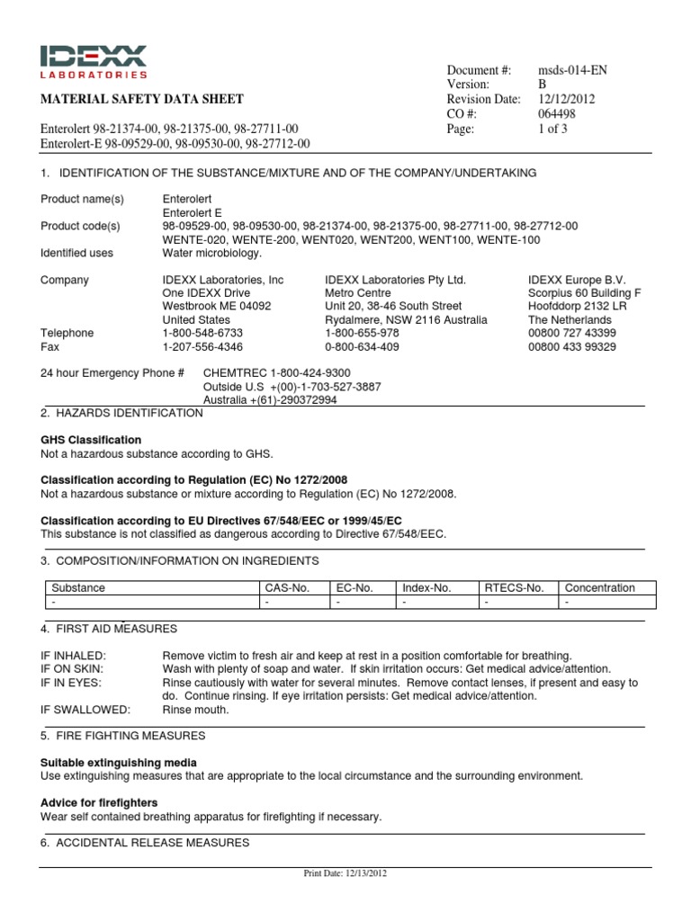 Material Safety Data Sheet | PDF | Toxicity | Firefighting