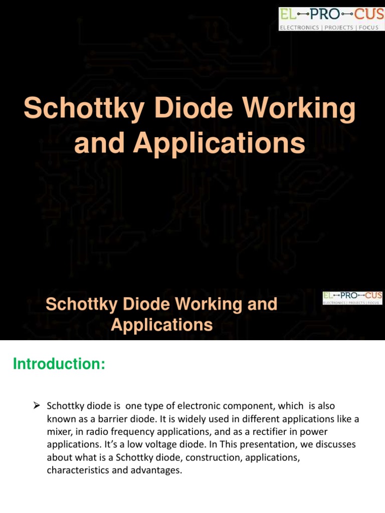 Schottky Diode Guide: Working, Applications & Advantages | PDF | Diode ...