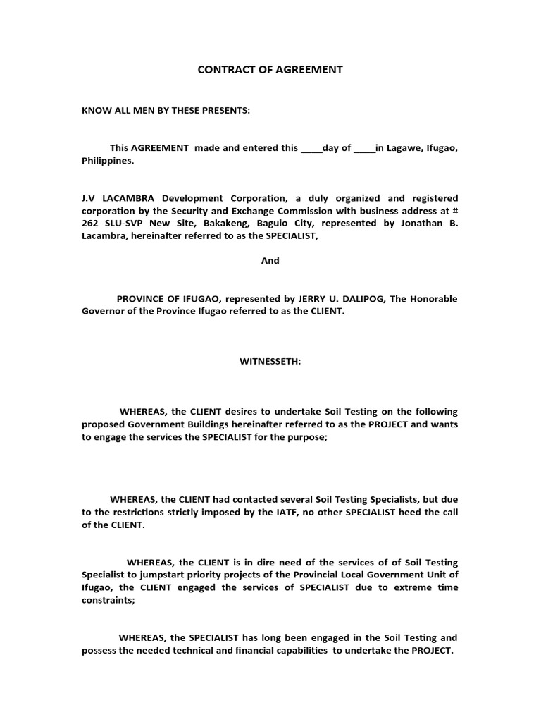 Soil Testing Agreement in Ifugao | PDF | Government | Business