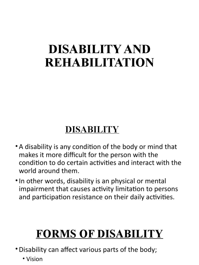 DISABILITY AND REHABILITATION | PDF | Physical Therapy | Disability